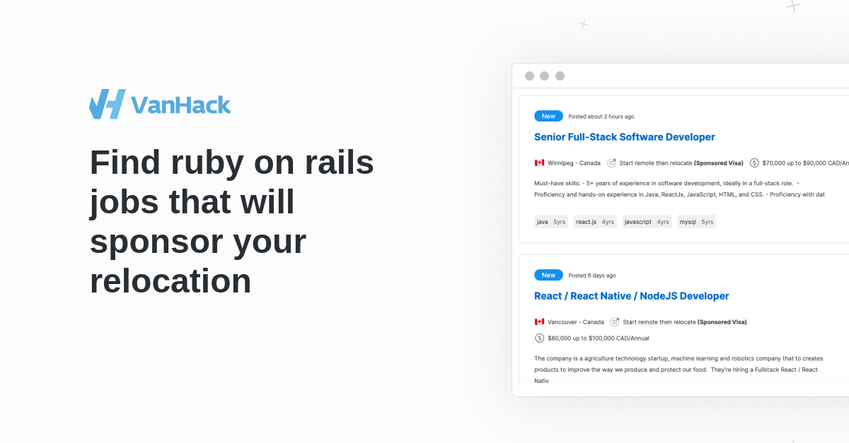 Ruby on rails jobs - VanHack